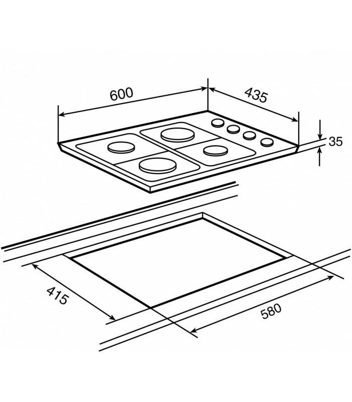Anafe a gas 4 Hornallas Teka - Tecno Uruguay